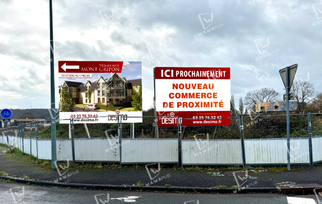 Cas client - Installation de panneaux de chantier 4x3 à Deauville pour Desimo - wawapub